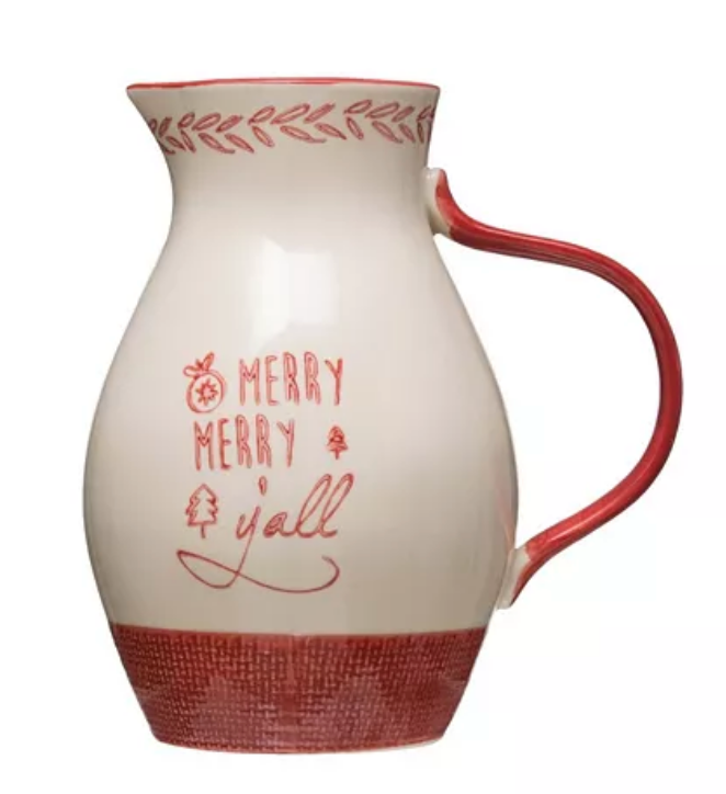 Merry Y'all 32 oz. Stoneware Pitcher – Deep South Mercantile